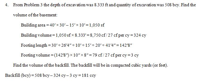 (Solved) - Determine the amount of excavation needed for the basement ...