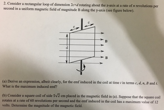 Solved Consider a rectangular loop of dimensions 2c x d | Chegg.com