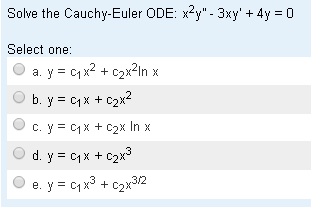 Solved Solve the Cauchy-Euler ODE: x^2y" - 3xy' + 4y = 0 | Chegg.com