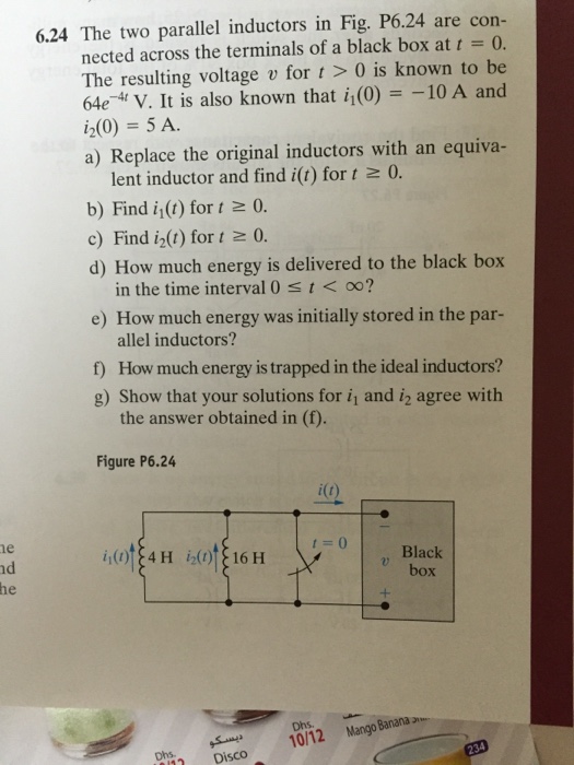 Solved The two parallel inductors in Fig. P6.24 are | Chegg.com