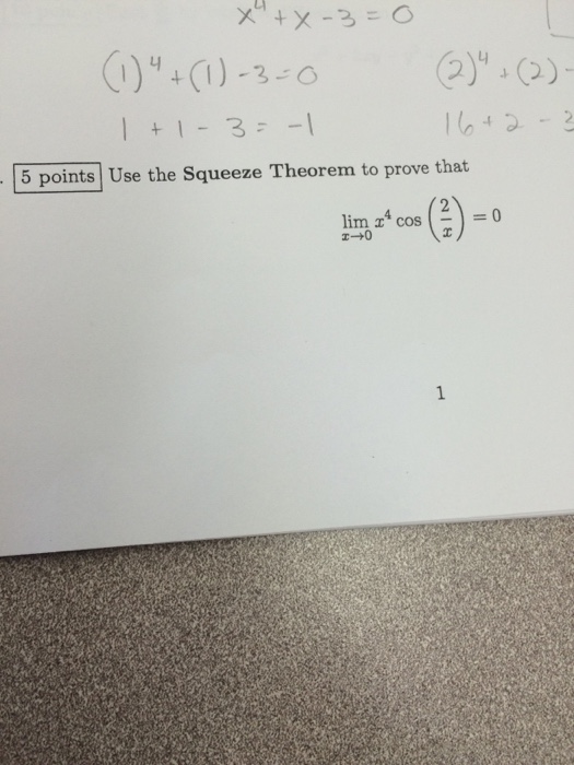 Solved use the squeeze theorem to prove that lim x-->0 | Chegg.com