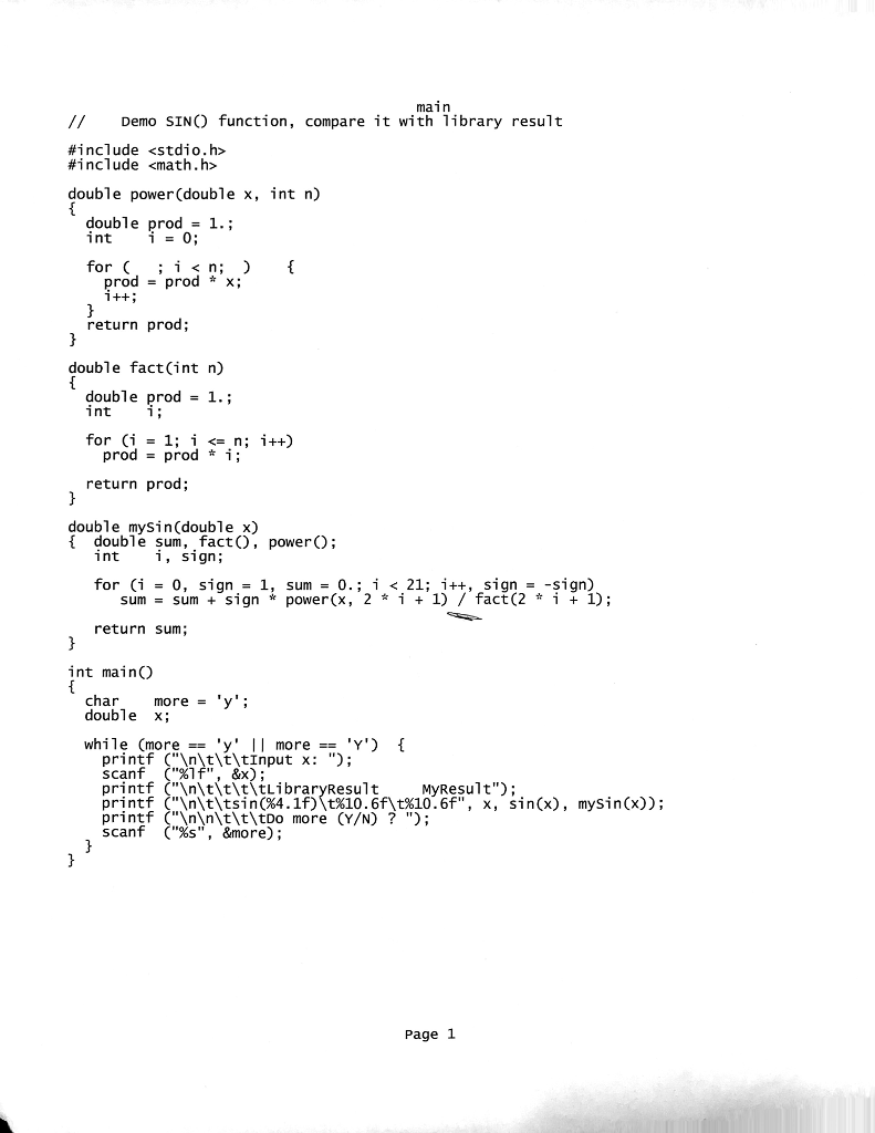 Solved Compare library result sin(x), cos(x), and exp(x) | Chegg.com