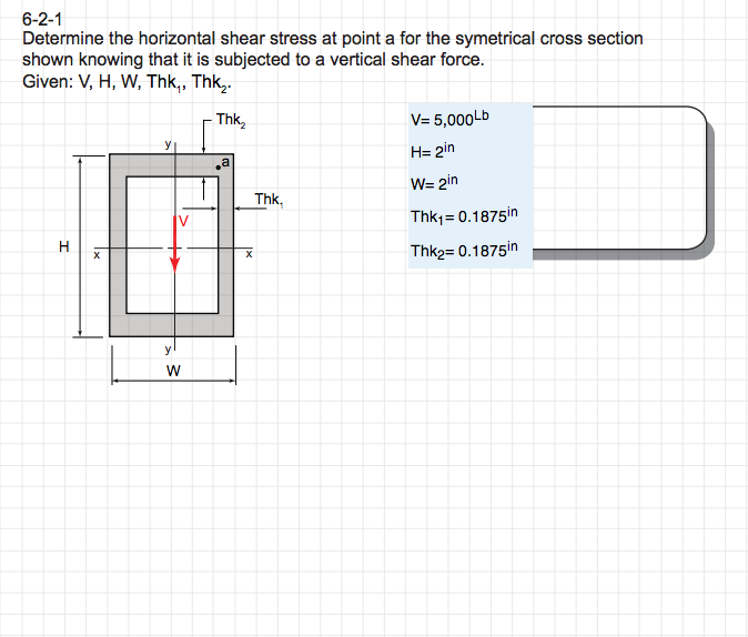 Solved 6-2-1 Determine the horizontal shear stress at point | Chegg.com