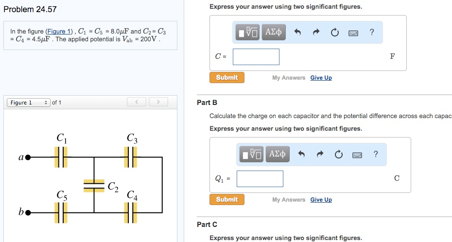 Solved Problem 24.57 In the figure (Figure 1) , C1 = C5 | Chegg.com
