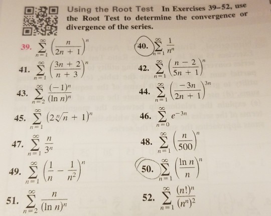 Solved D Using the Root Test In Exercises 39-52, use the | Chegg.com