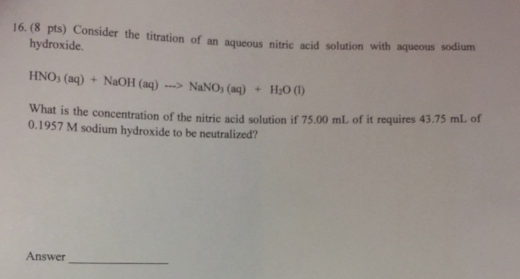 Solved Consider the titration of an aqueous nitric acid | Chegg.com