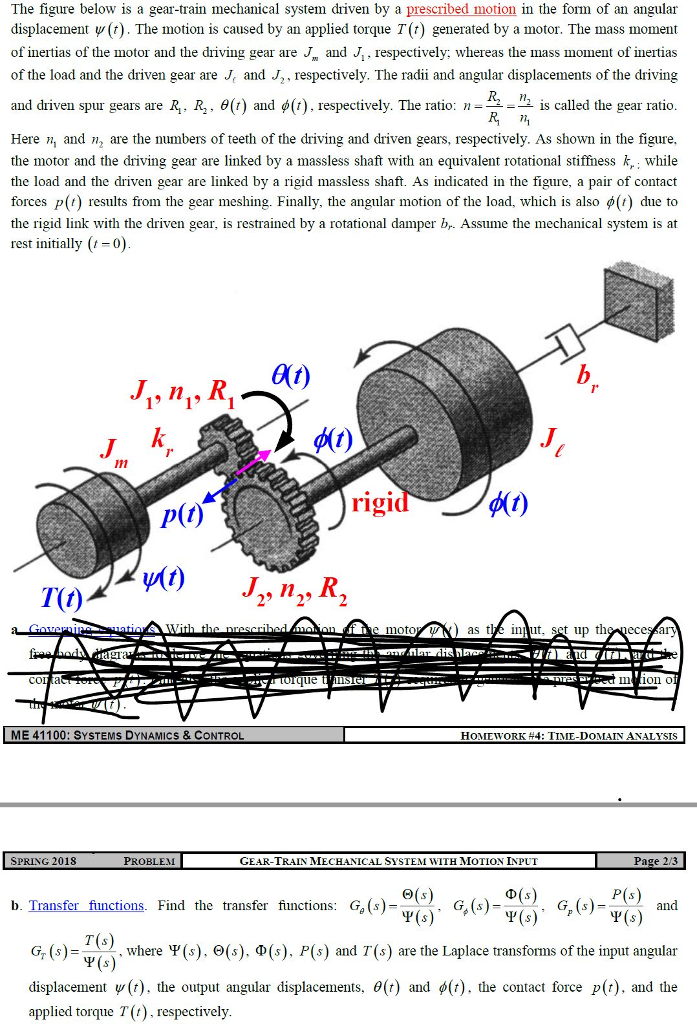 Solved The figure below is a gear-train mechanical system | Chegg.com