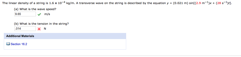 Solved The linear density of a string is 1.6 times 10^-4 | Chegg.com