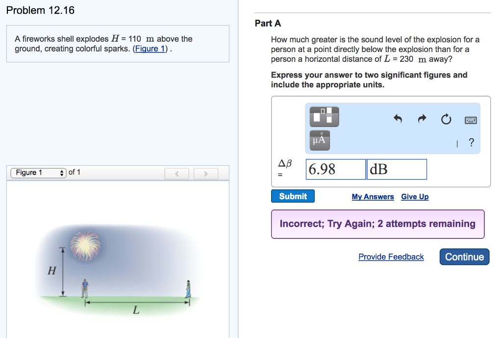 Solved A fireworks shell explodes H = 110 m above the | Chegg.com