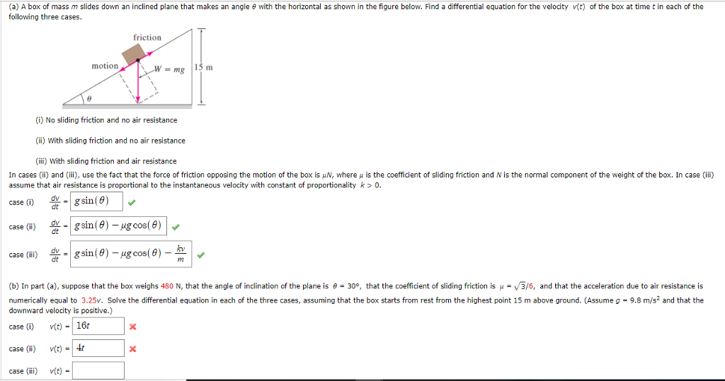 Solved (a) A box of mass m slides down an inclined plane | Chegg.com