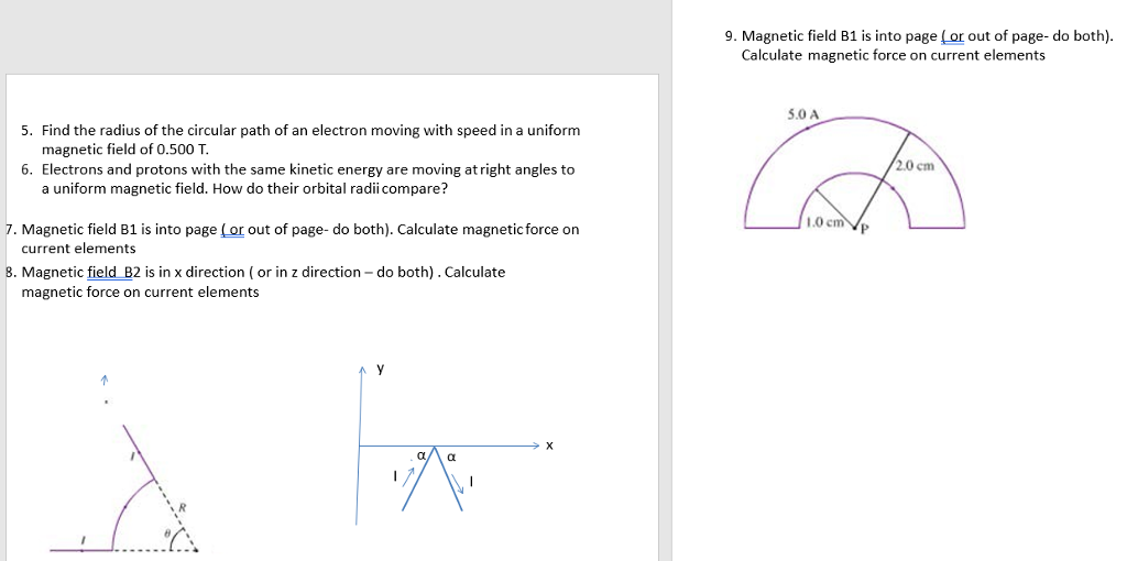 Solved 9. Magnetic field B1 is into page (or out of page- do | Chegg.com