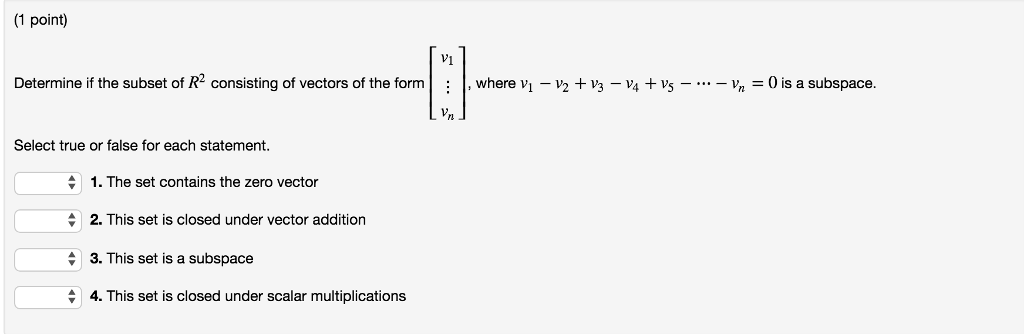 Solved 1 Point Determine If The Subset Of R3 Consisting Of
