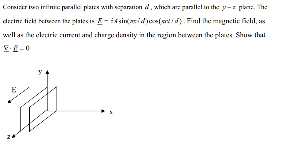 Solved Consider two infinite parallel plates with separation | Chegg.com