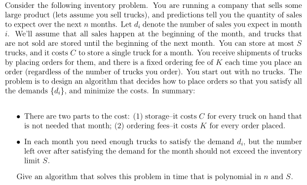 Solved Consider the following inventory problem. You are | Chegg.com