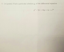 Solved find the particular solution yp of the differential | Chegg.com