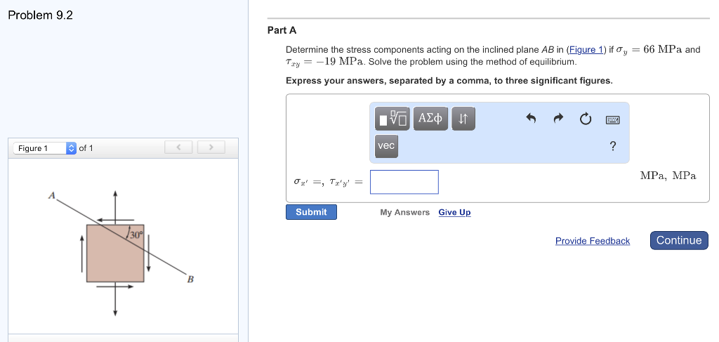 Solved Determine the stress components acting on the | Chegg.com