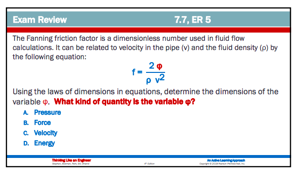 Solved Exam Review 7.7, ER 5 The Fanning friction factor is | Chegg.com