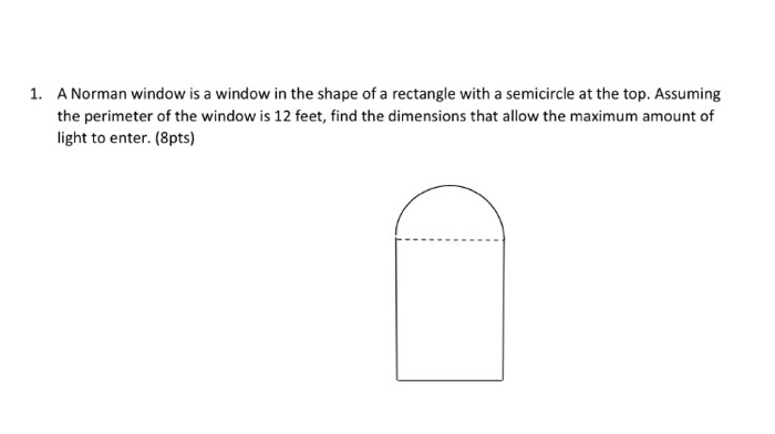 Solved A Norman window is a window in the shape of a | Chegg.com