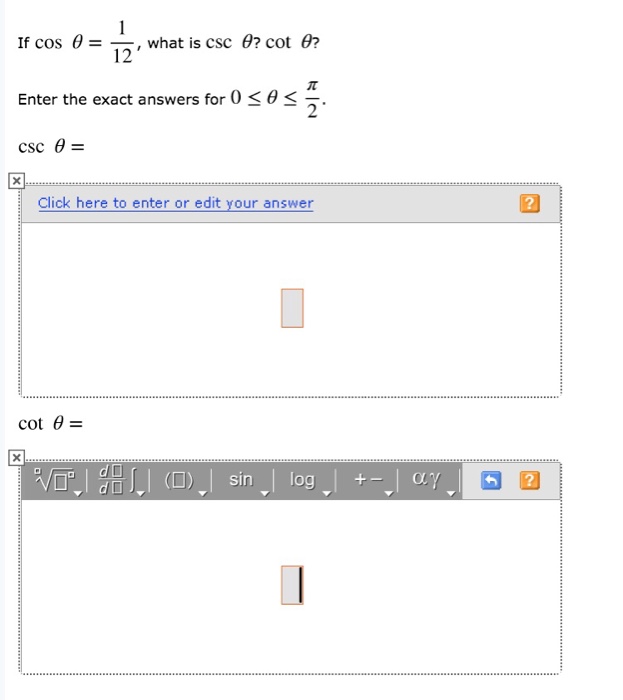 Solved If cos theta = 1/12, what is csc theta? Cot theta? | Chegg.com