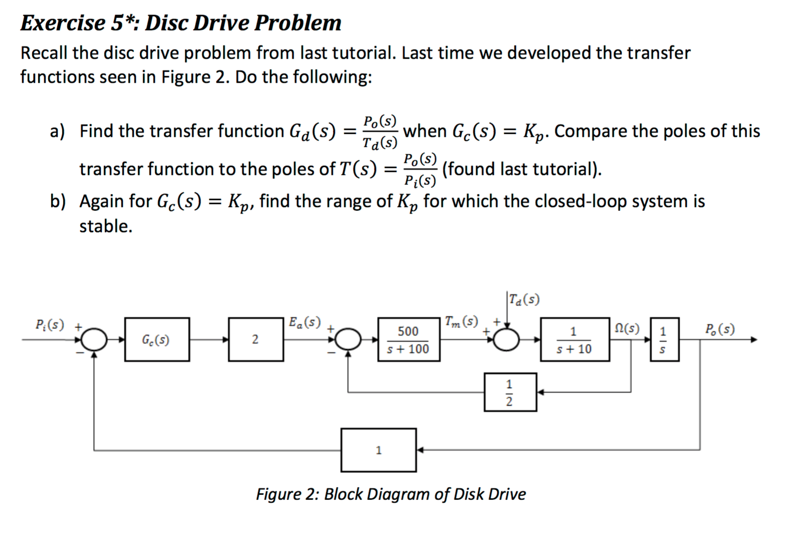 Solved Recall the disc drive problem from last tutorial. | Chegg.com