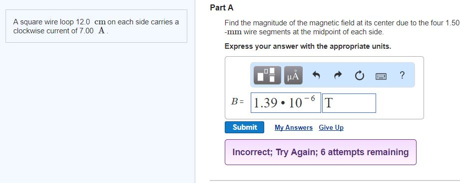 Solved Part A A square wire loop 12.0 cm on each side | Chegg.com