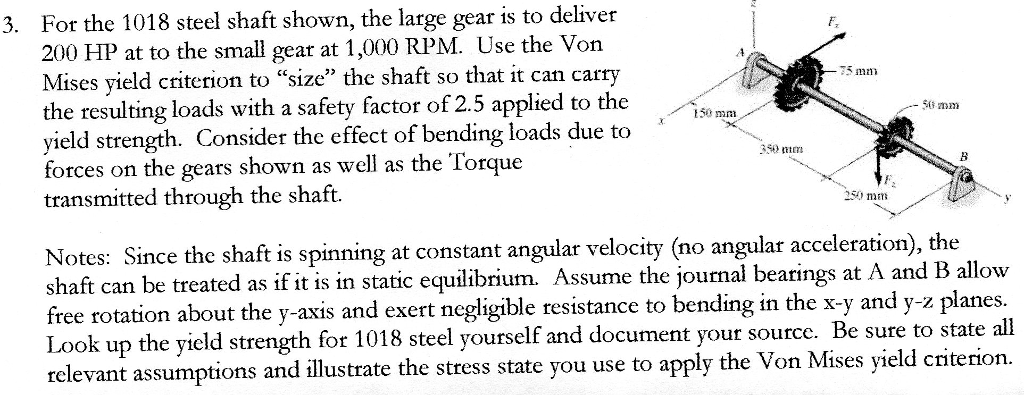 Solved For the 1018 steel shaft shown, the large gear is to | Chegg.com