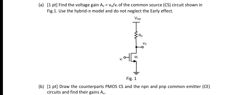 Solved (a) [1 pt] Find the voltage gain A = v0/vi of the | Chegg.com