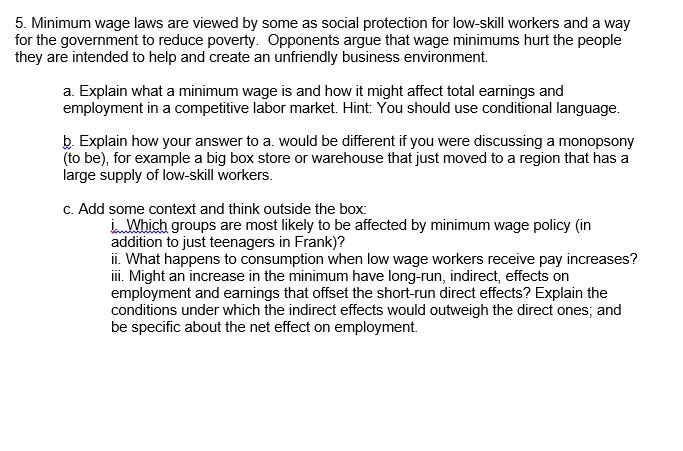 Solved Minimum wage laws are viewed by some as social | Chegg.com