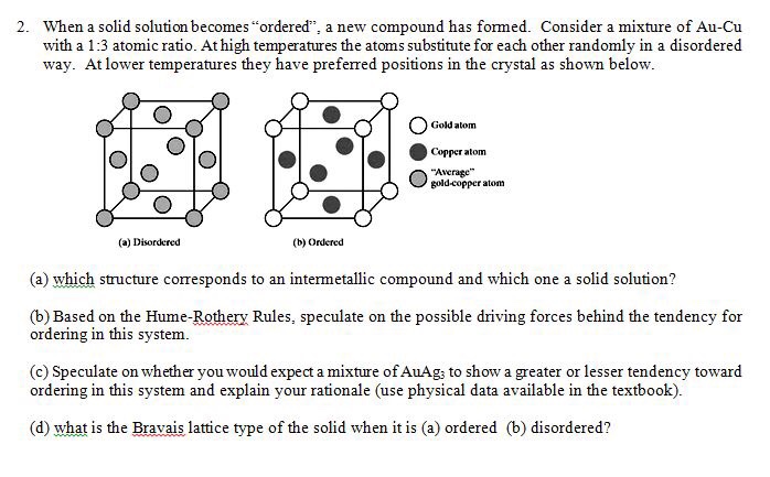Solved 2. When a solid solution becomes "ordered", a new | Chegg.com