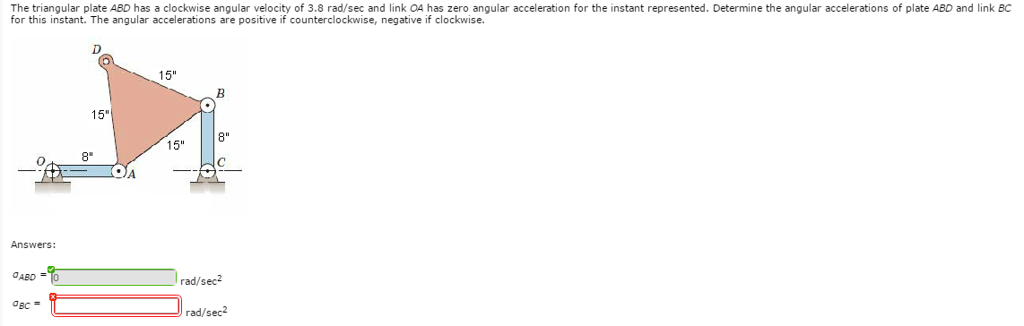 Solved The triangular plate ABD has a clockwise angular | Chegg.com