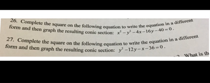 Solved Complete the square on the following equation to | Chegg.com