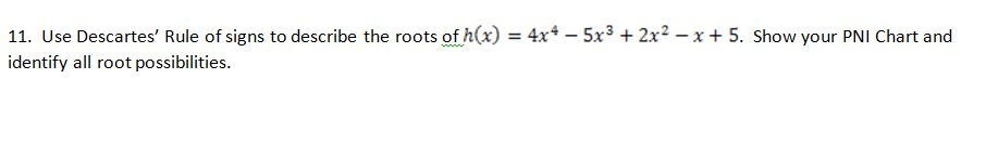 Descartes Rule Of Signs Chart