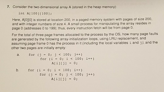 Solved 7. Consider the two-dimensional array A (stored in | Chegg.com