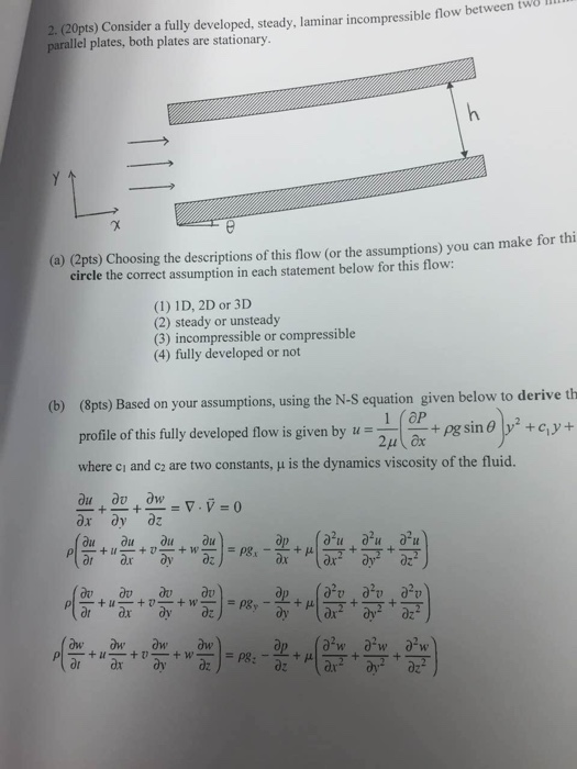 Solved 2. (20pts) Consider a fully developed, steady, | Chegg.com