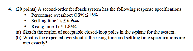Solved A second-order feedback system has the following | Chegg.com