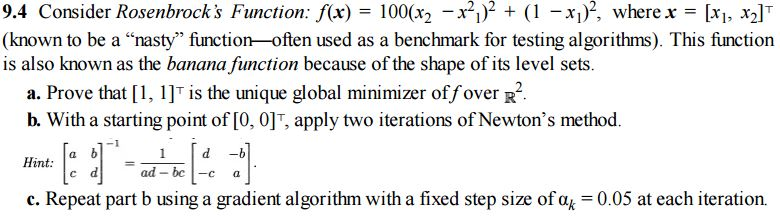 Solved Consider Rosenbrock s Function f(x) = 100 (x _2 - x^2 | Chegg.com