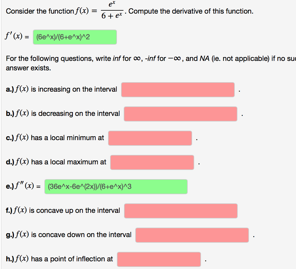Solved Consider The Function F X Ex 6 Ex Compute The