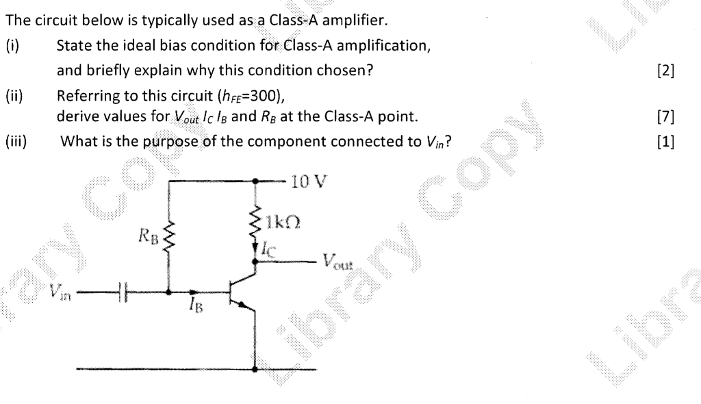 Solved The circuit below is typically used as a Class-A | Chegg.com