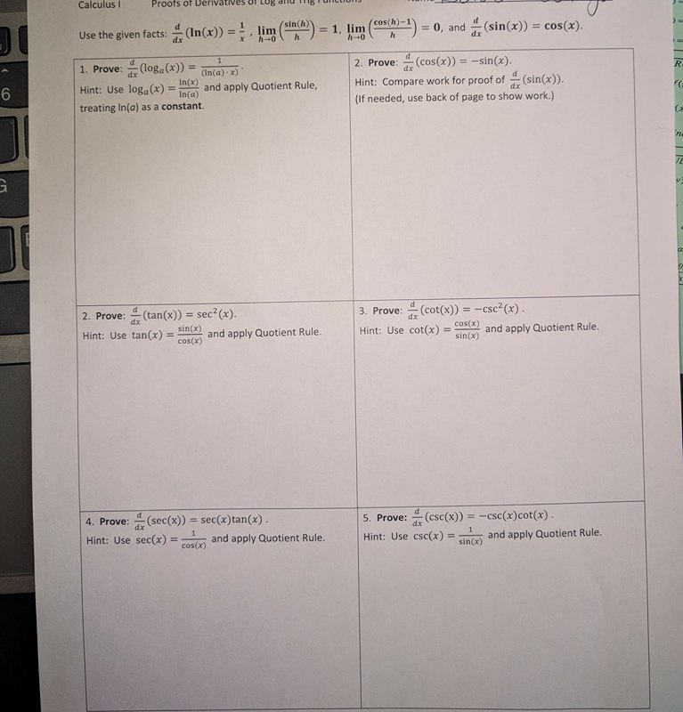 Solved Calculus l Proots of Derivatives ot Los ah lim | Chegg.com