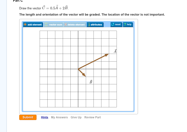 Draw the vector C = 0.5A + 2B. The length and | Chegg.com