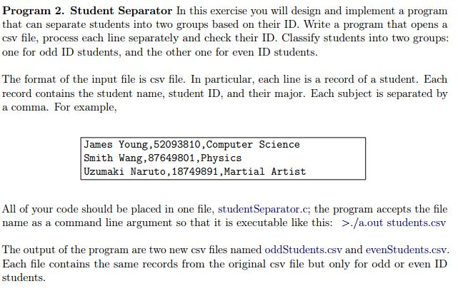 Student Separator In this exercise you will design | Chegg.com
