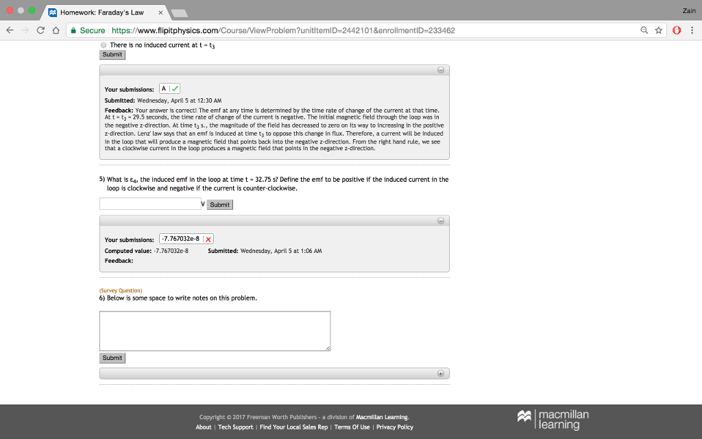 Solved M Homework: Faraday's Law x C secure https:// | Chegg.com