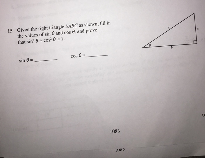 Solved Given the right triangle Delta ABC as shown, fill in | Chegg.com