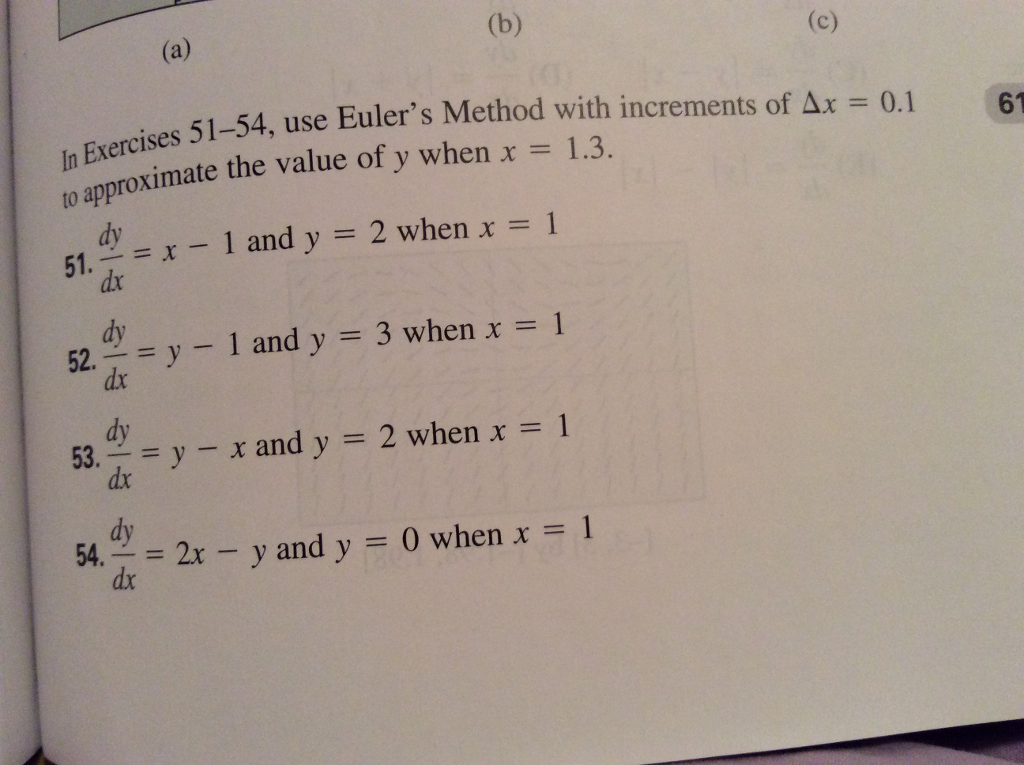 Solved Use Euler’s Method with increments of X=0.1 | Chegg.com