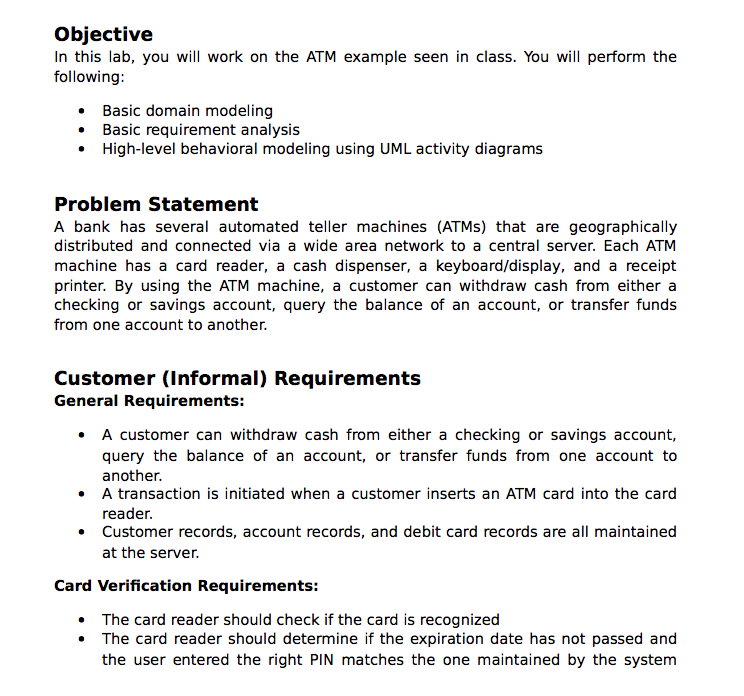 Solved Objective In this lab, you will work on the ATM | Chegg.com