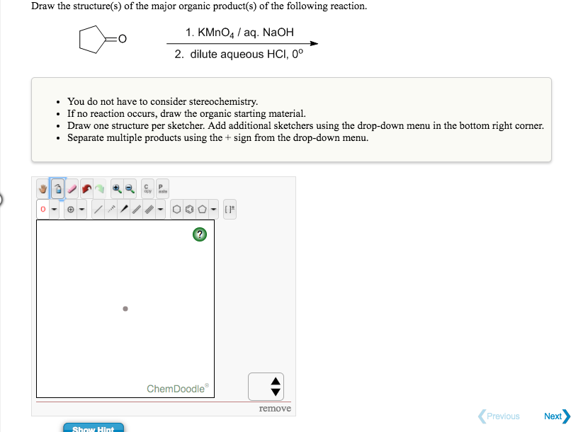 Solved Draw The Structure S Of The Major Organic Product S