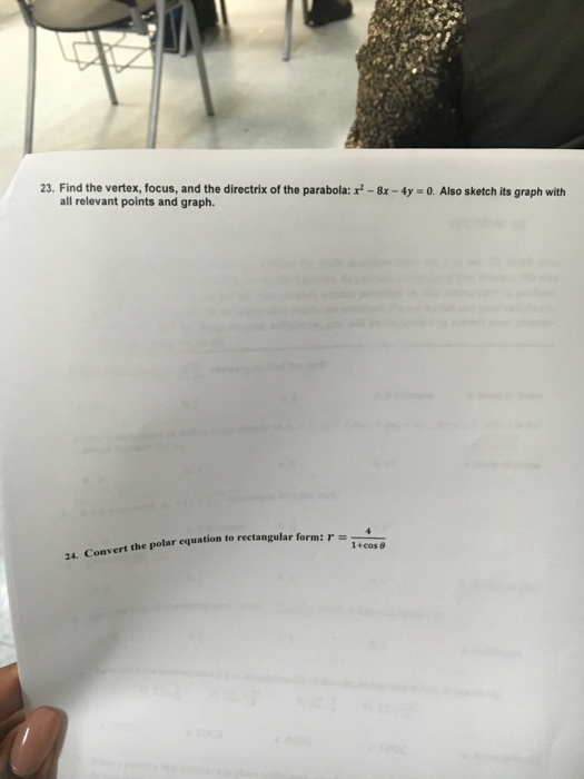 Solved Find the vertex, Focus, and the directrix of the | Chegg.com