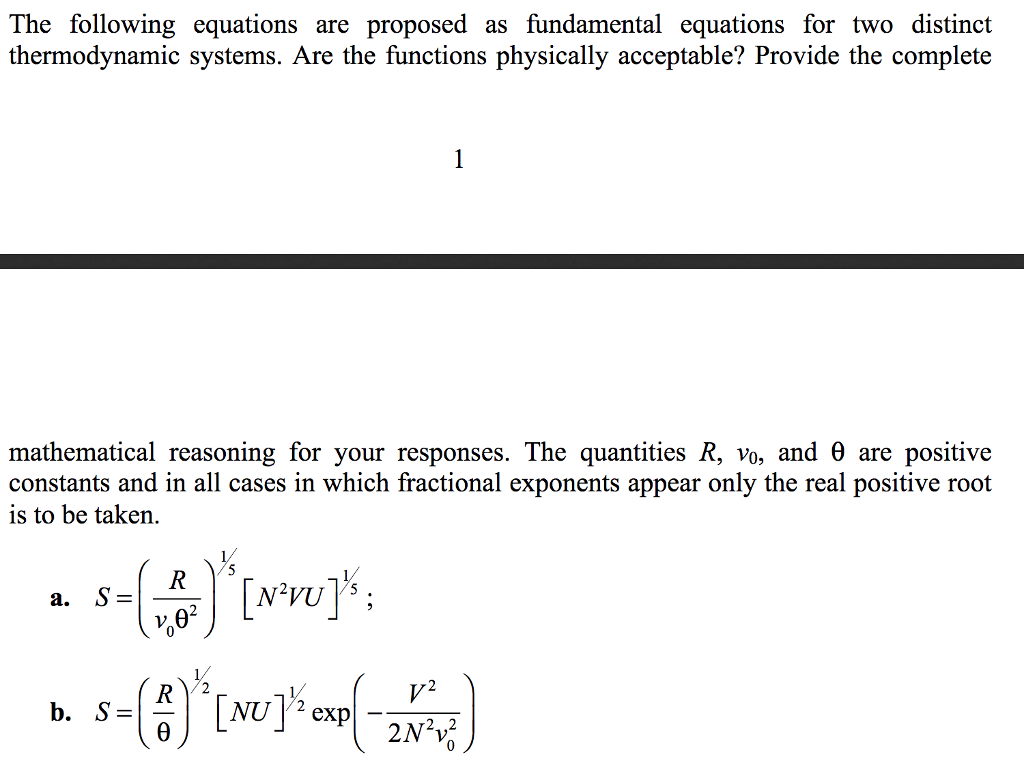 Solved The following equations are proposed as fundamental | Chegg.com