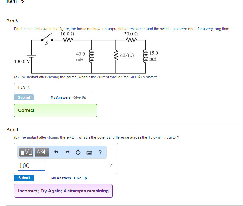 Solved For the circuit shown in the figure, the inductors | Chegg.com