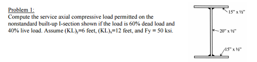 Solved Compute the service axial compressive load permitted | Chegg.com